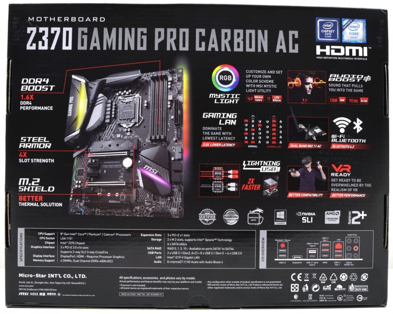 مراجعة لوحة MSI Z370 GAMING PRO CARBON AC قاتلة الفئة المتوسطة - DARKTECH